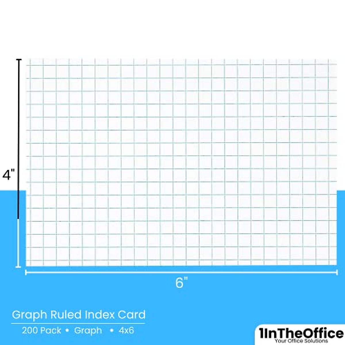 1InTheOffice Index Cards 4x6 Graph Ruled White, Quad Ruled Index cards 4x6 200/Pack