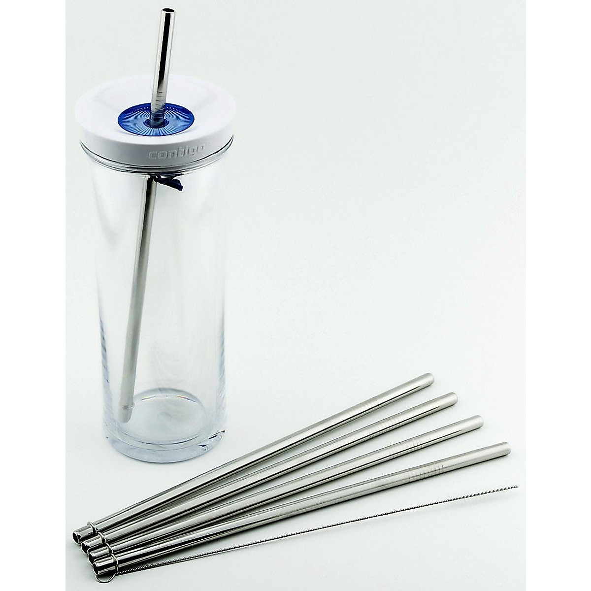 4 Pack Cocostraw for Contigo Shake and Go 20 oz Auto Close Tumbler PerfectFIT 18/8 Stainless Steel Drinking Straws With Cleaning Brush