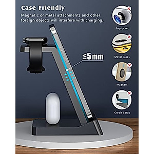 Wireless Charging Station,Wireless Charger Compatible with iPhone 14 Pro Max/13/12/11/X/8 Plus, 3 in 1 Fast Charging Stand Dock for Airpods 1/2/Pro, Apple Watch Series(with Adapter)