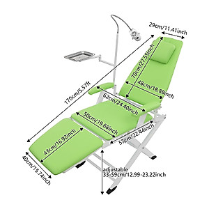 KUMOYOU Portable & Foldable Mobile Den tal Patient Chair, Folding Freestanding Den tal Bed with 360° Rotating LED Light and Tray, Ideal for Clinics and Hospitals