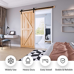 EaseLife 7.5 FT Heavy Duty Sliding Barn Door Hardware Track Kit,Basic J Pulley,Slide Smoothly Quietly,Easy Install (7.5FT Track Kit for 40"~42" Wide Single Door)