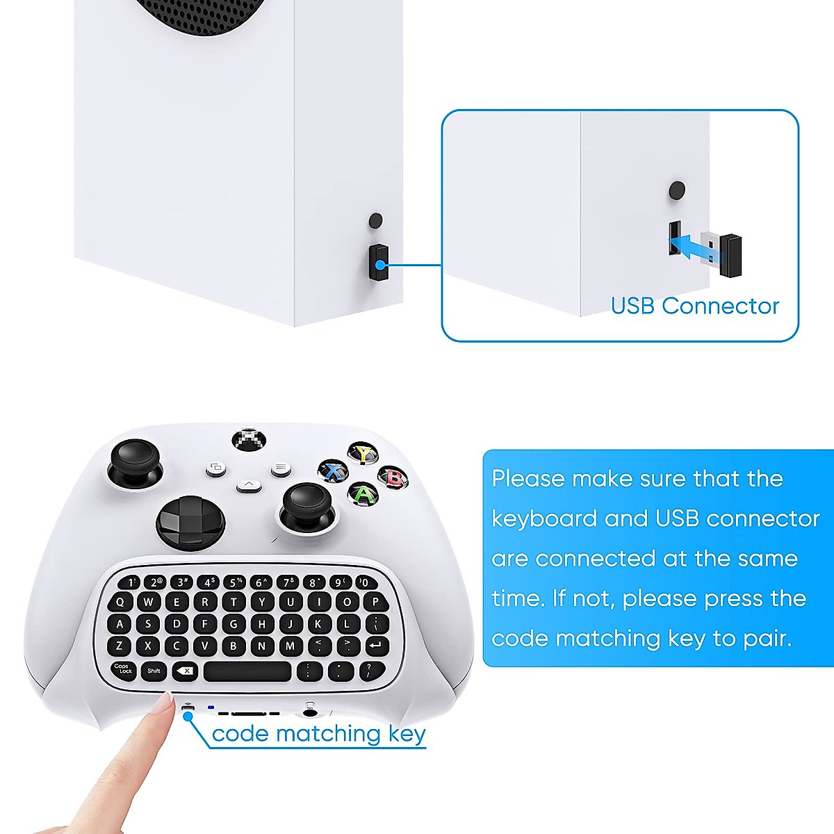 Keyboard for Xbox Series X/S, One/One X/S, Elite one/2 Controller, Wireless Chatpad Gaming Keypad with USB Receiver and Speaker, 3.5mm Audio Jack Accessories for Xbox (Controller Not Included), White