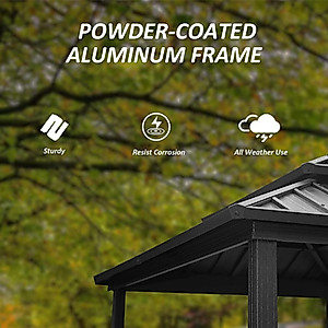 Anraja Grill Gazebo 8x6ft Outdoor BBQ Gazebo Hardtop Canopy Double Roof Aluminum with Shelves Serving Tables for Patio Lawn Deck Backyard and Garden (Grey)