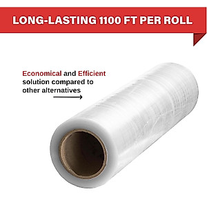 Stretch Wrap Industrial Strength Extra Thick 18" 1100 SqFt 80 Gauge (20 Micron) Clear Cling Plastic Pallet Supplies Durable Self-Adhering Packing Moving Packaging Heavy Duty Shrink Film Roll