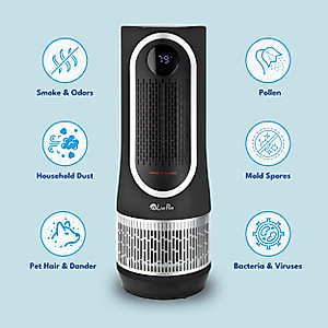 LivePure 3 in 1 Clean Heat Air Purifier & Heater-HEPA Filtration System, Space Heater w/ 2 Heat Modes, 60° Rotation, Heaters for Indoor Use, Air Purifiers for Home, Bedrooms, and Office. Gray