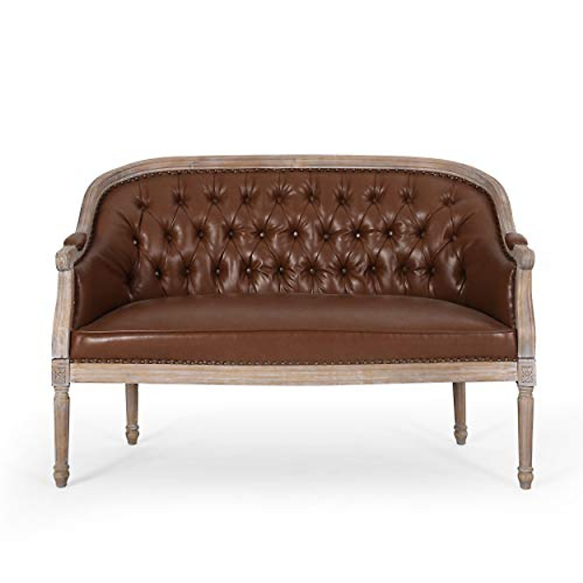 Christopher Knight Home Faye Tufted Upholstered Loveseat - Cognac Brown/Antique