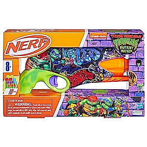 NERF Teenage Mutant Ninja Turtles Blaster, 10 Elite Darts, Toy Foam Blasters for 8 Year Old Boys & Girls & Up