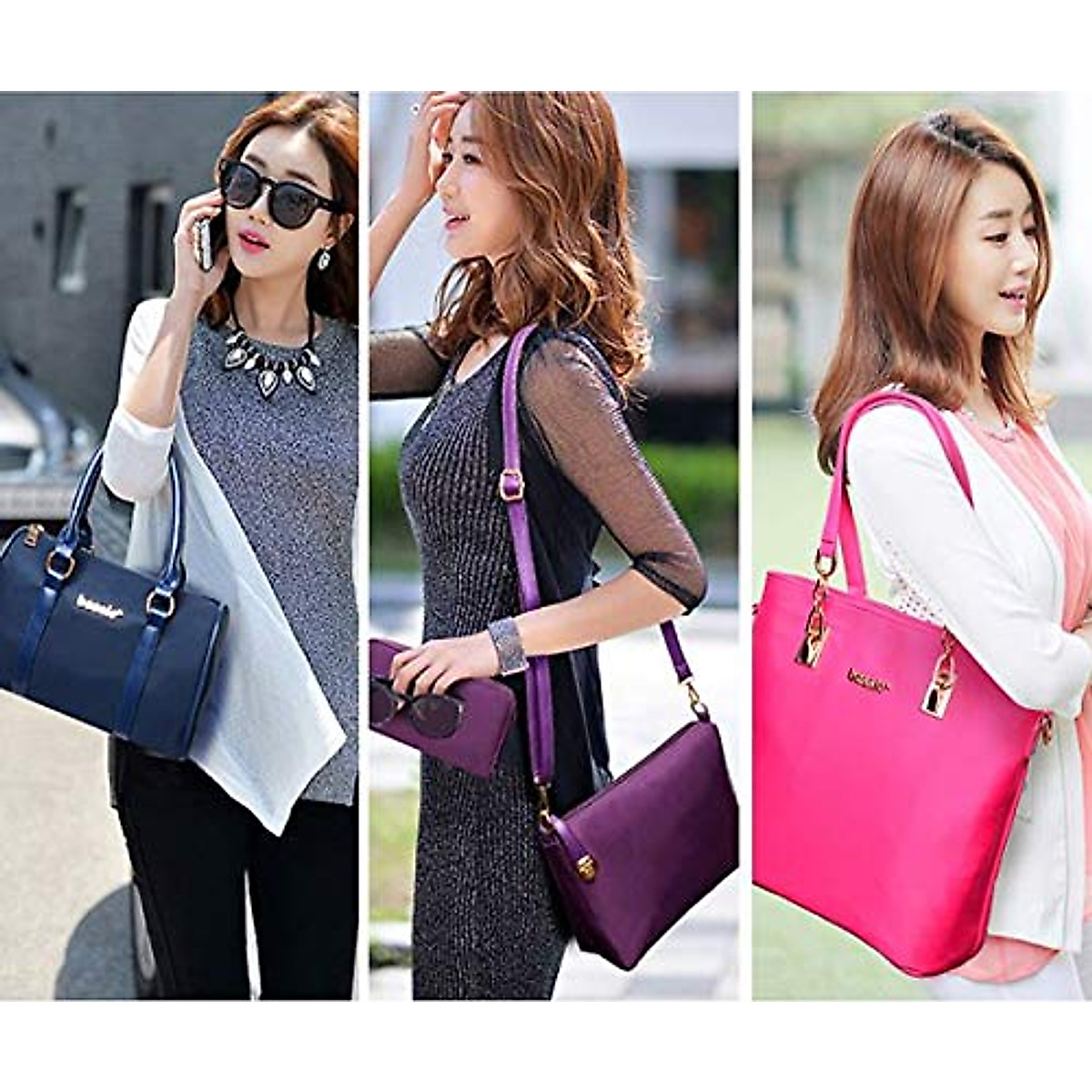 FiveloveTwo Womens Ladies 6 Pcs Handbag Set Hobo Top Handle Bag Totes Satchels Crossbody Shoulder Bags and Purse Clutch