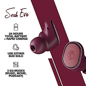 Skullcandy Sesh Evo True Wireless In-Ear Bluetooth Earbuds Compatible with iPhone and Android / Charging Case and Microphone / Great for Gym, Sports, and Gaming IP55 Water Dust Resistant - Red