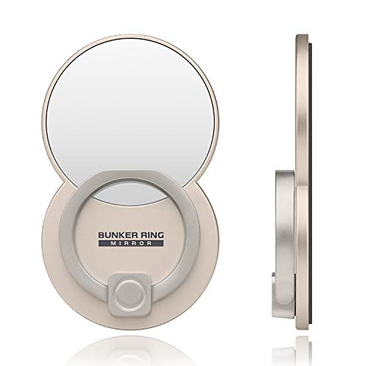 Bunker Ring Mirror - Universal Cell Phone Stand and Finger Ring Holder (Champagne Gold + Hook)