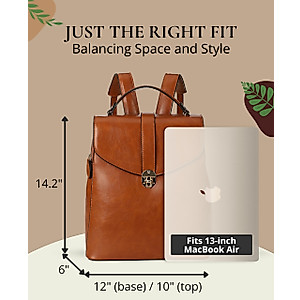 rofozzi Layla Large Backpack Purse for Women - 13-inch Laptop Backpack for Office - Top Handle 3-Compartment Everyday Fashion Backpack - Water-Resistant Easy to Care Vegan Leather Bag Pack