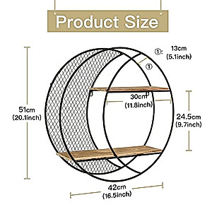 Putuo Decor Crescent Moon Shelf for Crystals, 2 Tiers Round Wall Hanging Display Shelves, Boho Decorative Crystal Holder Wall Shelves for Essential Oil, Stones, Plants and Home Decors