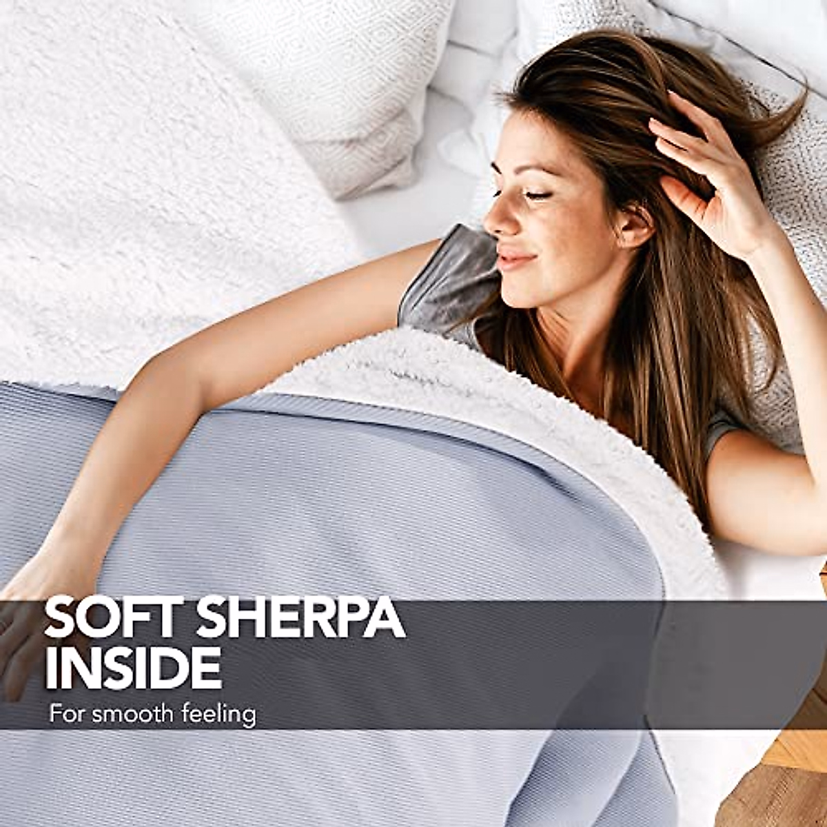 Deconovo Sherpa Throw Blankets for Bed, Sofa, Fall Throw Blanket for Couch - Knitted Throw Blankets for Kids, Adults, Teens, 50x60 Inches, Grey