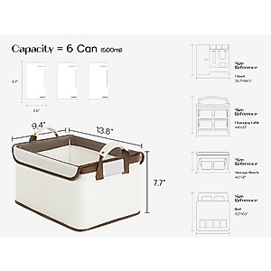LoforHoney Home Storage Bins with Lids, Large Storage Basket with Handles for Shelves, Foldable Fabric Storage Box with Metal Frame for Home,Office, Beige,2-Pack