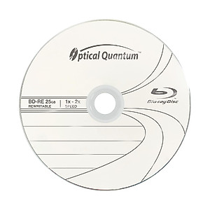 Optical Quantum 2X 25GB BD-RE Logo Top Blu-ray Blank Media - 10 Discs Cakebox OQBDRE02LT-10