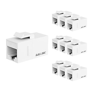 Iwillink RJ45 Cat6 Keystone Coupler 10-Pack, Female to Female Cat6 Keystone Jack, UTP Keystone Coupler Insert, White
