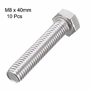 uxcell M8x40mm Hex Bolts 304 Stainless Steel Hexagon Screw Bolt 10pcs