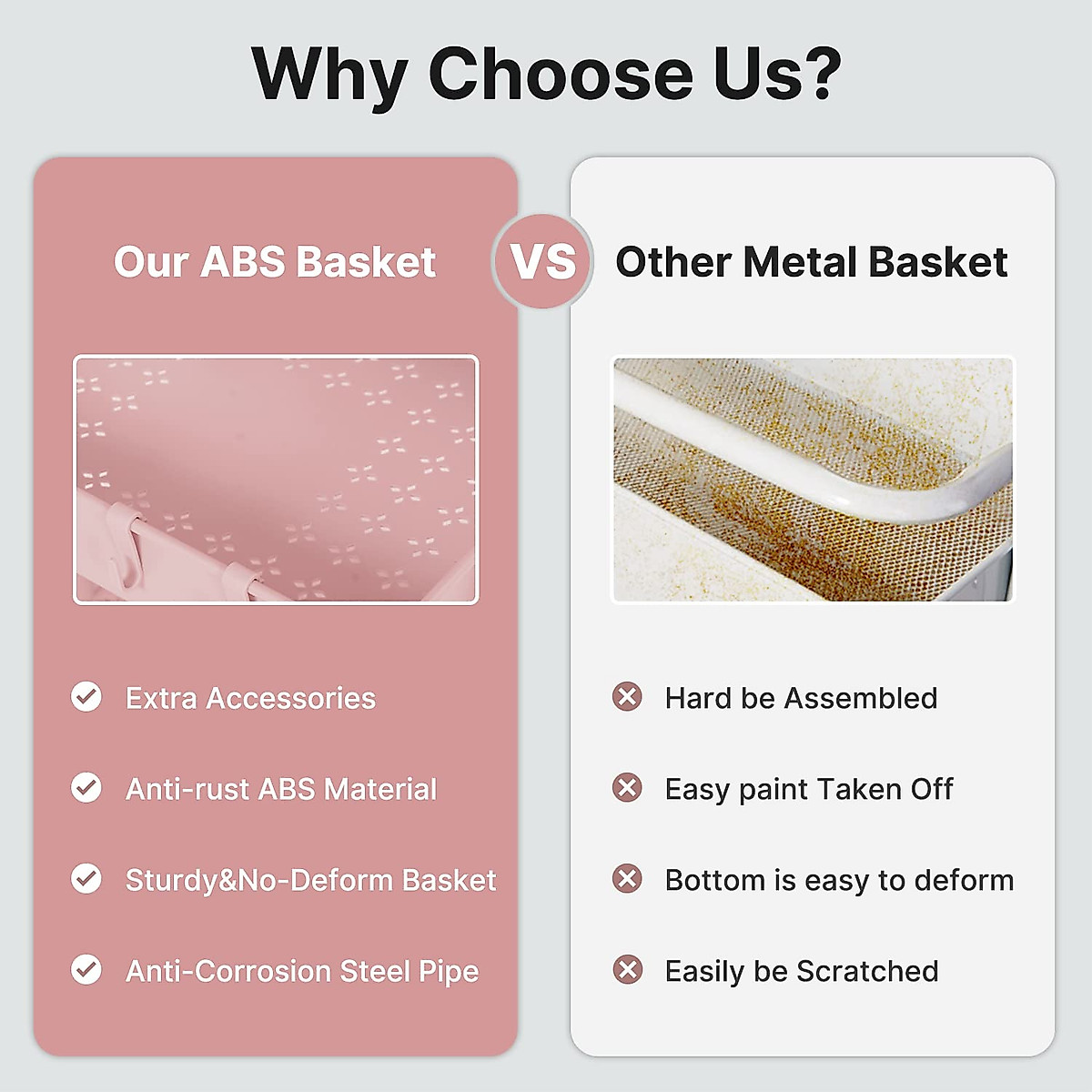 E&D FURNITURE 3 Tier Rolling Storage Cart with Wheels, Utility Art Craft Supply Cart Organizer on Wheels, Multipurpose Adjustable Makeup Cart Hair Salon Trolley with Handle & Hanging Cups Pink