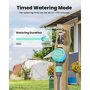 RAINPOINT Mechanical Sprinkler Timer with Brass Swivel, Water Timer for Garden Hose, Waterproof Hose Timer for Watering 1 Outlet, No Batteries Required (1-Pack)