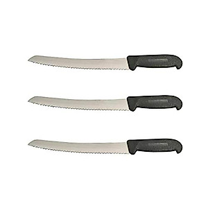 10 in. Curved Bread Knife- Cozzini Cutlery Imports - Serrated - Great for Sandwiches (3 Pack - 10" Curved Bread)