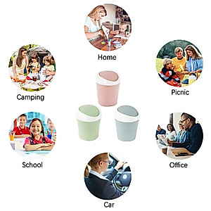 SITAKE 2 Pcs Plastic Mini Wastebasket Trash Can with 120 Trash Bags, Tiny Desktop Waste Garbage Bin with Swing Lid for Home, Office, Kitchen, Vanity Tabletop, Bedroom, Bathroom (Blue + Green)