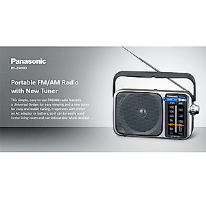 Panasonic Portable Radio AM/FM Battery Powered Electric with LED Tuning Indicator | 5 Core Radio, Best Sound and Reception, Small Size, Plug Option | Includes 4 AA Batteries and Cleaning Cloth
