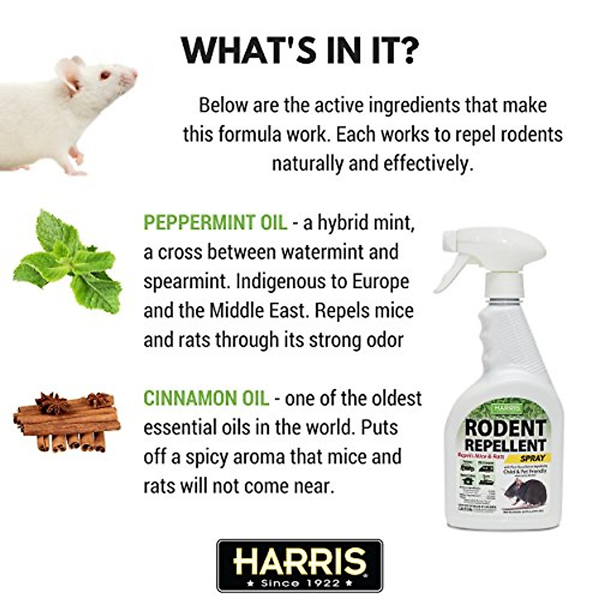 Harris Mouse, Rat & Rodent Repellent Kit, 20oz Spray and 1oz Gel Syringe