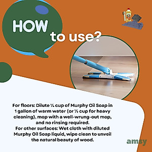 AMSY Wood Oil Soap Mopping Bundle - 16 Oz Murphys Oil Soap Wood Cleaner Bundled Multifunctional Cleaning Brush With Soap Dispenser, 3 Pack of Microfiber Cloths and Universal Cleaning Towel