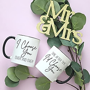 Celebrimo I Choose You Mr and Mrs Coffee Mugs Set - Anniversary Mug Gift for Husband, Wife - His and Her Engagement Gifts for Couples - Engaged, Marriage, Wedding Gifts for Bride and Groom, Couple