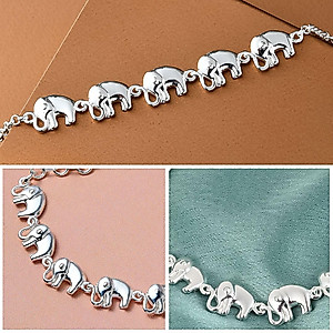 Shop LC 925 Sterling Silver Elephant Bracelet for Women Link Bracelets for Women Animal Charm Bracelet Size 7.25" Birthday Gifts for Women