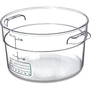 Carlisle FoodService Products Storplus Round Food Storage Container with Stackable Design for Catering, Buffets, Restaurants, Polycarbonate (Pc), 2 Quart, Clear, (Pack of 12)