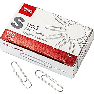 Office Depot® Brand Paper Clips, No. 1 Regular, Silver, 100 Clips Per Box, Pack Of 10 Boxes