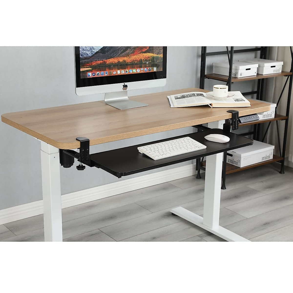 Keyboard Tray Under Desk - Adjustable Ergonomic Sliding Tray, 30.3 (Including Clamps) x 10 inch Large Slide-Out Platform Computer Drawer, Up to 3.1" Thick