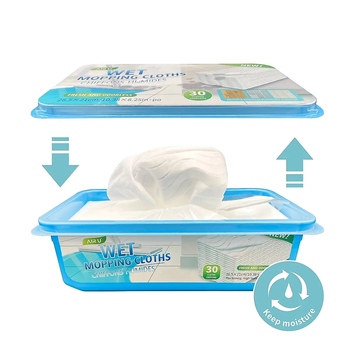 AIR U+ Upgraded Wet Mop Refills for Swiffer Sweeper Wet Pads and SWIFTMOP, 30 Count