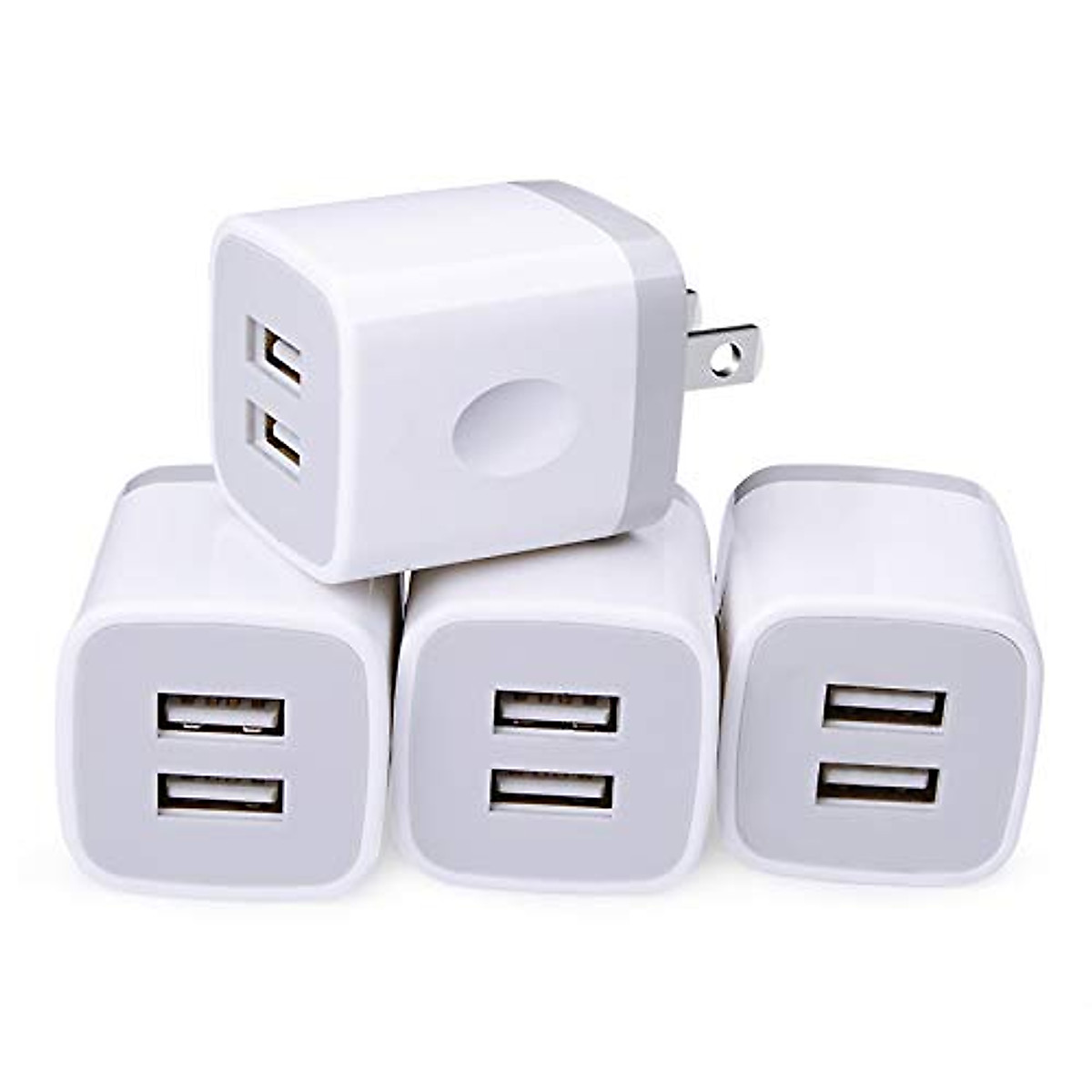 USB Wall Charger, Cube Charger 2 Port Charging Box 4Pack 2.1A/5V Home Travel Charger Plug USB Power Adapter Charging Station Base for iPhone 14 13 12 11 Pro Max XR XS X 8 7 6 Plus, iPad, iPod,Samsung
