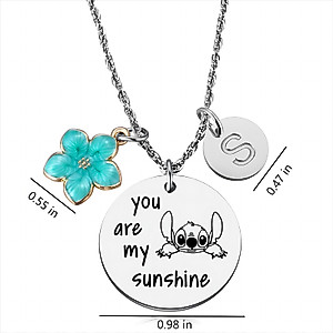 MIXJOY To My Daughter Stitch Gifts You are My Sunshine Initial S Stitch Necklace&Sentimental Message Card for Teen Young Daughter Lilo and Stitch Jewelry Birthday