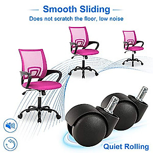 Meet Perfect Mid-Back Desk Office Chair, Ergonomic Modern Computer Chair with Lumbar Support and Armrest, Adjustable Executive Task Chair for Home, Study and Meeting Room- Mesh Back, Swivels (Pink)