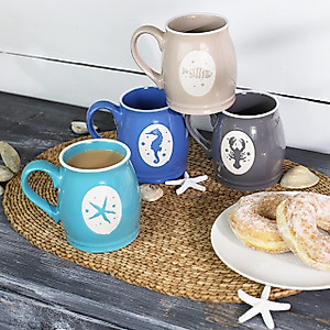 EuroCeramica OCE-86668 4 Piece Ocean Assorted Mugs, Multicolor