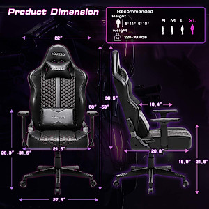 MUSSO Executive Swivel Office Chair, High-Back Racing Gaming Chair, Ergonomic Adjustable Computer Desk Chair, PU Leather Task Chair with Headrest and Lumbar Support (Classic Pattern)…