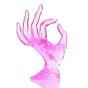 HOMEGOAL Ring Holder, Pink Room Decor, Hand Jewelry Display Holder, Danish Pastel Room Decor, Preppy Decor, Mannequin Hand, Polyresin, 7 Inch (Pink)