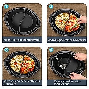 Silicone Slow Cooker Liners for Crockpot & Hamilton Beach Slow Cookers 6 Quart,Reusable Silicone Slow Cooker Divider Insert, Silicone Liners,Dishwasher Safe Cooking Liners for 6 QT Pot