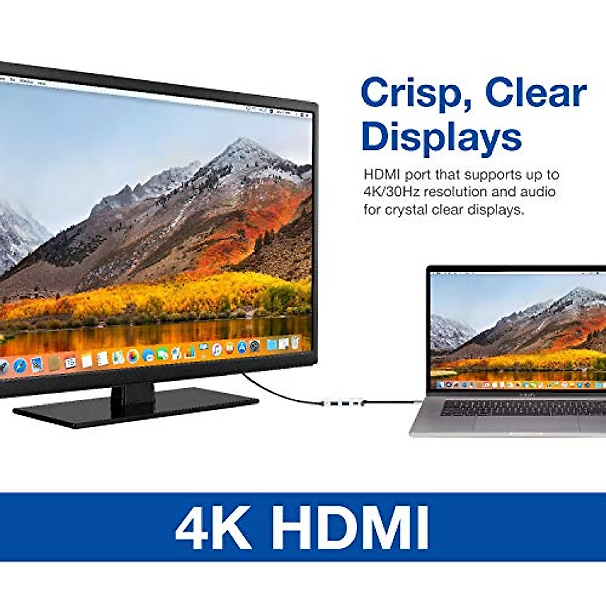 Verbatim 4-in-1 USB C Hub Adapter with Dongle - 60W Power Delivery, USB 3.0, USB 2.0 for USB C Laptops + 6FT Monster 4K Ultra HDMI Cable