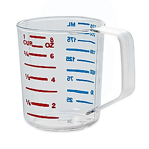 Rubbermaid Commercial Products Bouncer Clear Measuring Cup, 1-Cup, Clear, Strong Food Grade, for use with -40-degree F to 212-degree F, Easy Read for Liquid/Dry Ingredients while Cooking