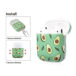 AirPod Case 2nd Generation,AirPod Case 1st Generation Cute for Women Men with Keychain Silicone Cover Compatible with Apple AirPods 2nd 1st Generation Charging Case, Front Led Visible Green Avocado