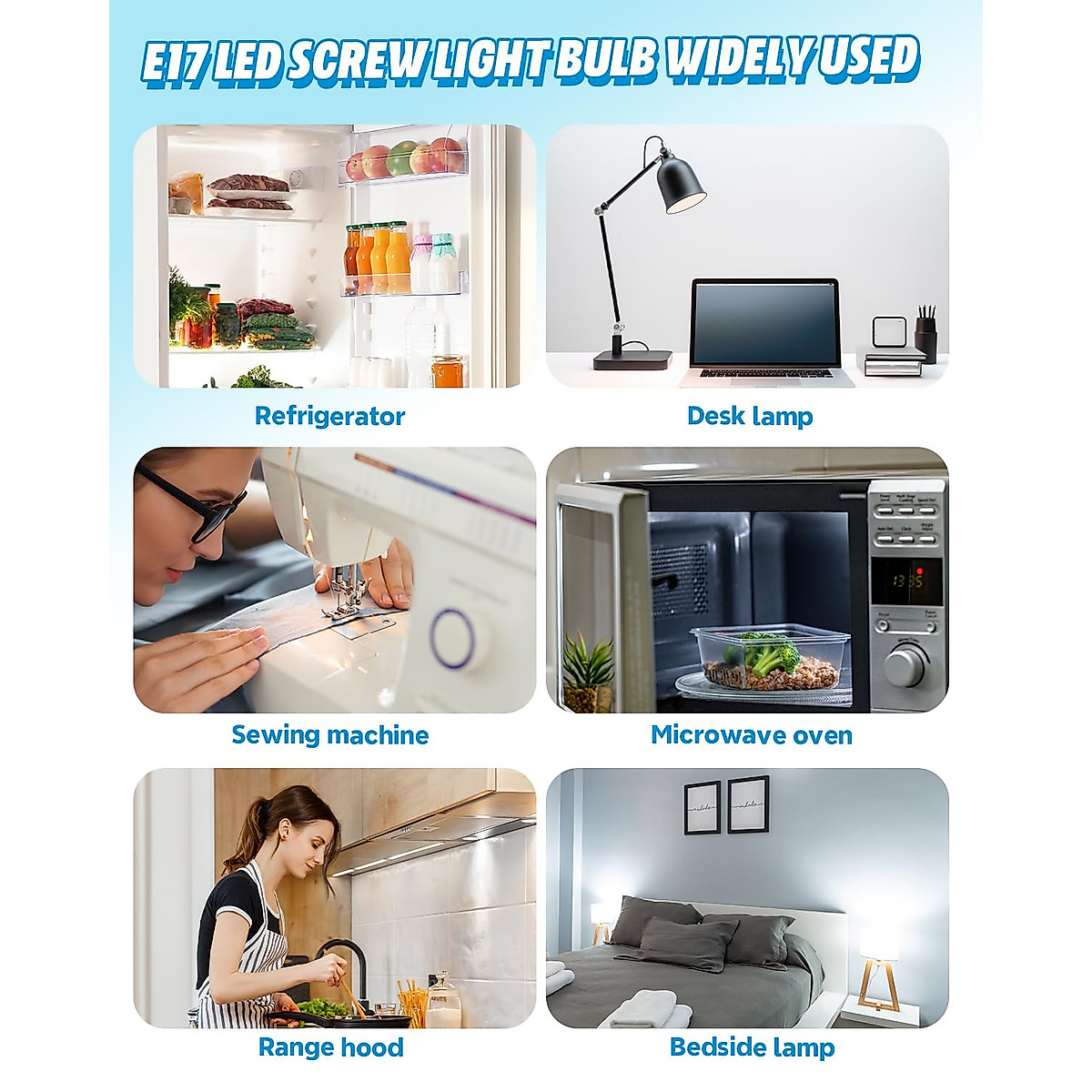 TobeBright Microwave Light Bulbs Under Hood 4W 120V - 400LM E17 LED Under Hood Appliance Bulb 40W Equivalent - Non-Dimmable Daylight 6000K Use for Oven,Refrigerator,Range Hood,Stove, 2pcs