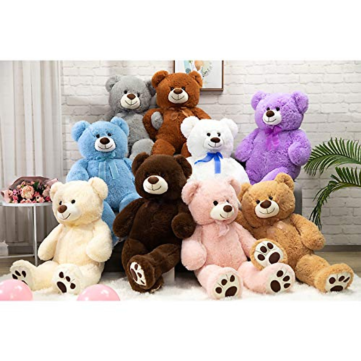 HollyHOME Teddy Bear Stuffed Animal Plush Giant Teddy Bears with Footprints Big Bear 36 inch Tan