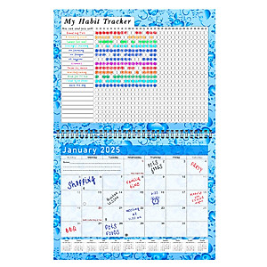 2025 Monthly Desktop/Wall Calendar/Planner - Habit Tracker - Daily, Weekly & Monthly Goal Motivational Habit Tracking Journal Inspirational - (Edition #019)