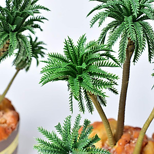 HUIANER Palm Tree Model Trees, Miniature Palm Trees Mixed 5 Size Fake Plastic Trees with No Stands for DIY Scenery Landscape Cake Decoration（18PCS 3.1" - 6.3"）