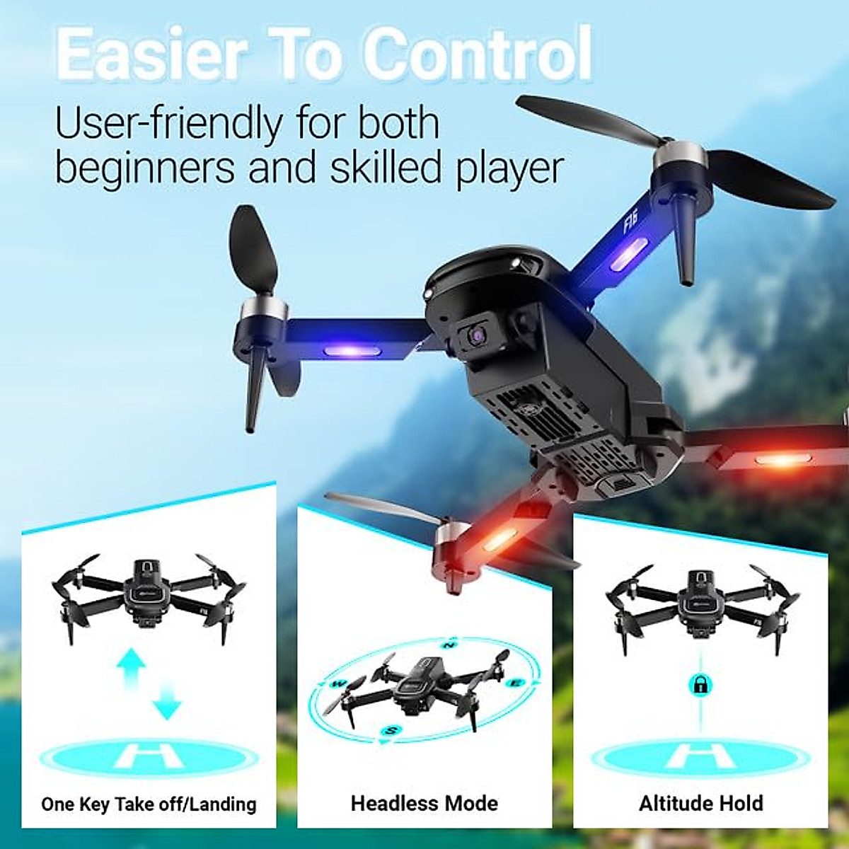Contixo F16 FPV Drone with Camera for Kids - 2.4G RC Quadcopter Drones for Kids and Beginners with 6-Axis Gyro, 1080P HD Camera, Follow Me Mode, Gesture Control, One Key Starting, WiFi