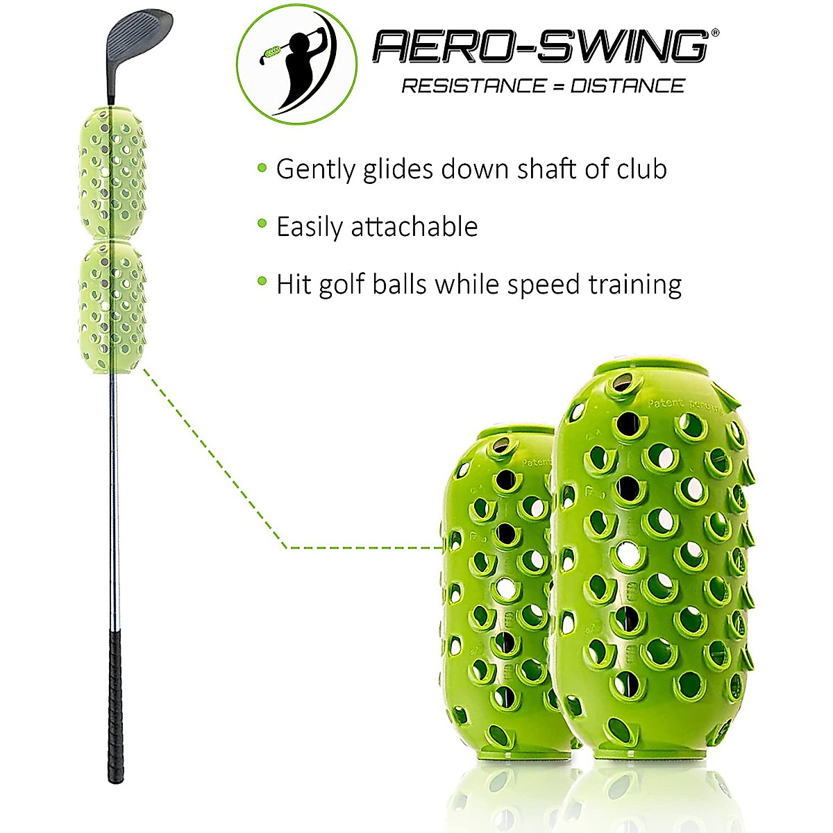 AERO-SWING - Air Resistance Pineapple Kit - Training Aid and Warm Up Equipment - Improves Swing Speed & Accuracy, Adjustable Pineapples - Uses Air Resistance, No Added Weights - 2 Units - Green